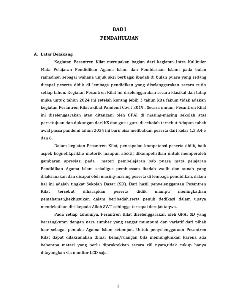 Contoh Laporan Kegiatan Pesantren Kilat-2024 | PDF Contoh Laporan Kegiatan Pesantren Kilat-2024 | PDF
