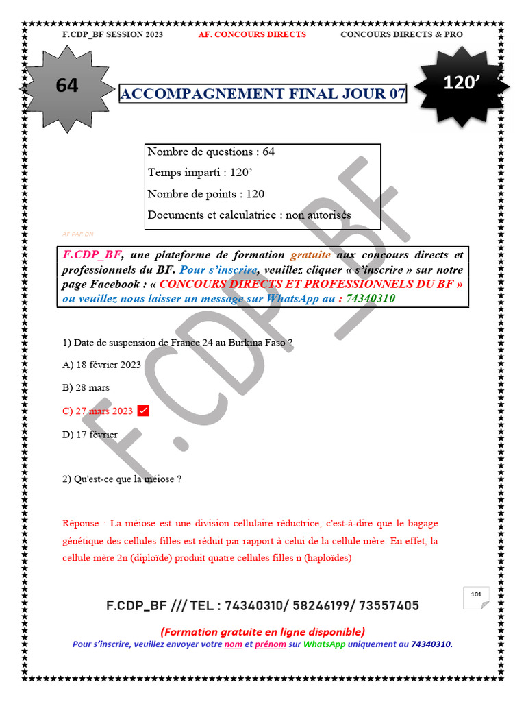 Compta | PDF | Méiose | Cellule (Biologie)