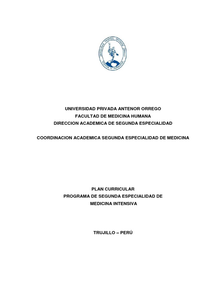 Plan Curricular Medicina Intensiva | PDF | Medicina | Medicina de Cuidados Intensivos