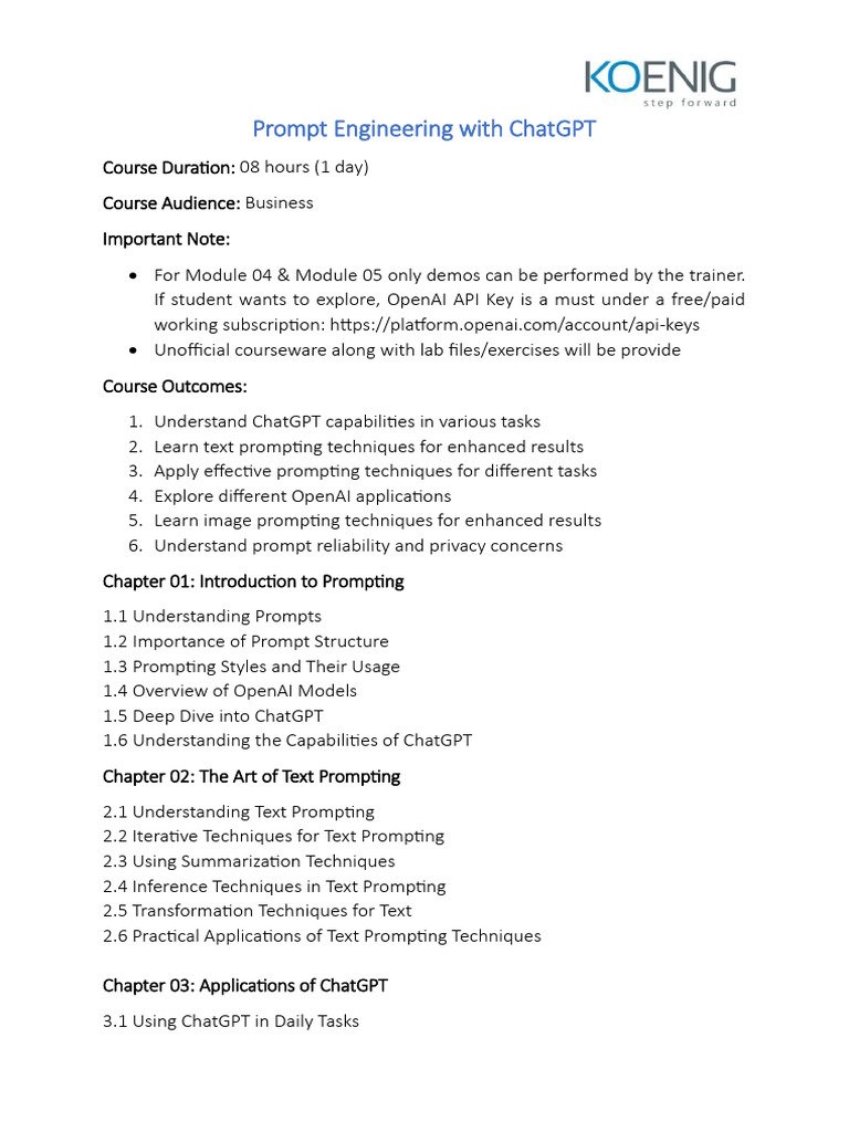 Prompt Engineering with ChatGPT Course | PDF