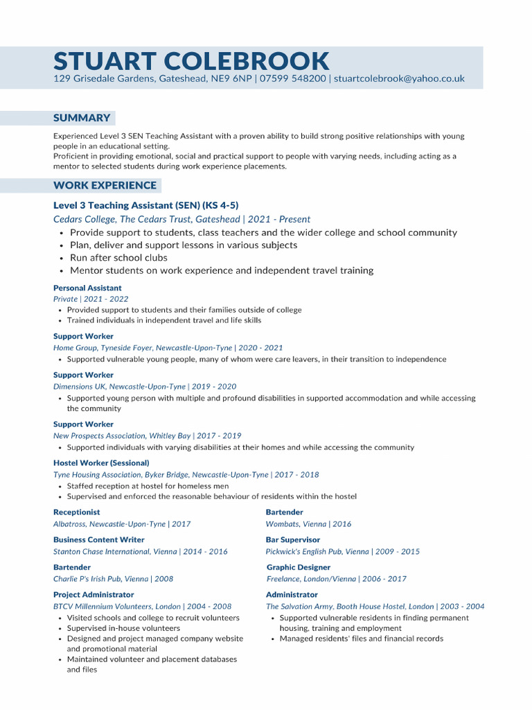 CV - Stuart Colebrook | PDF