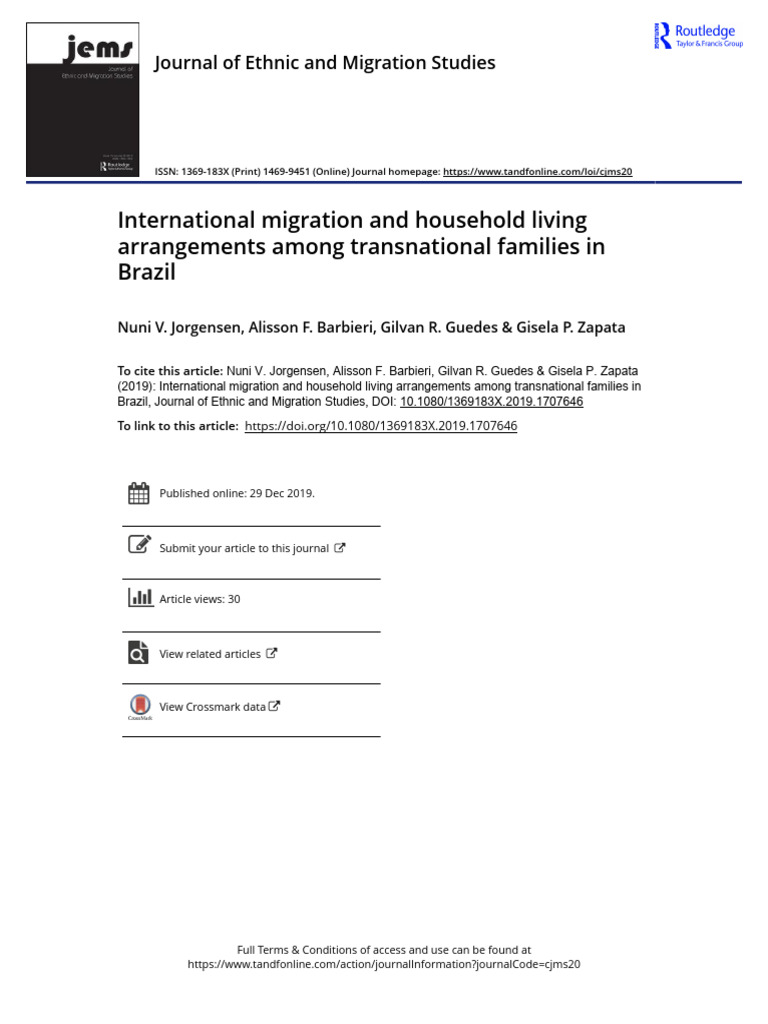 JORGENSEN, N BARBIERI, A. Et Al. International Migration and Household ...