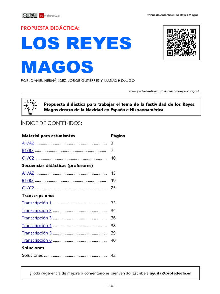 UD Reyes Magos - ProfedeELE (v.1.1) | PDF | Reyes Magos