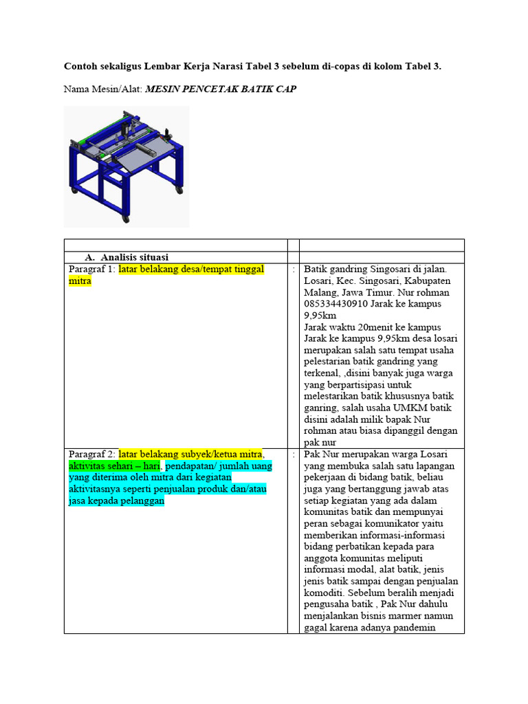 Revisi Lembar Kerja Narasi Tabel 3 Sebelum Di-Copas Di Kolom Tabel 3. | PDF