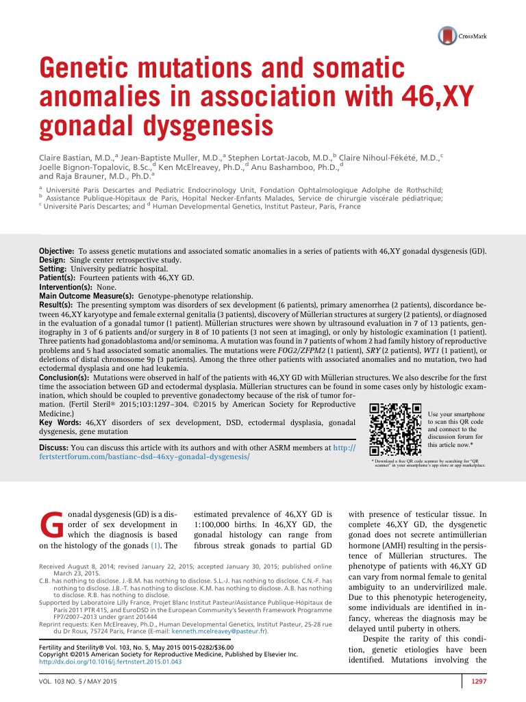 Genetic Mutations and Somatic Anomalies in Association 2015 Fertility ...
