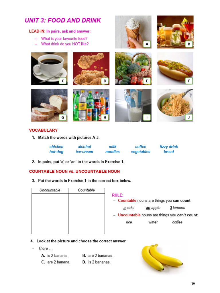 Unit 3: Food and Drink: in Pairs, Ask and Answer: What Is Your ...