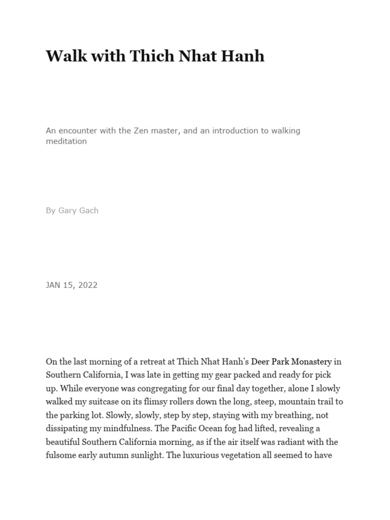 Walk With Thich Nhat Hanh | PDF | Meditation | Thích Nhất Hạnh