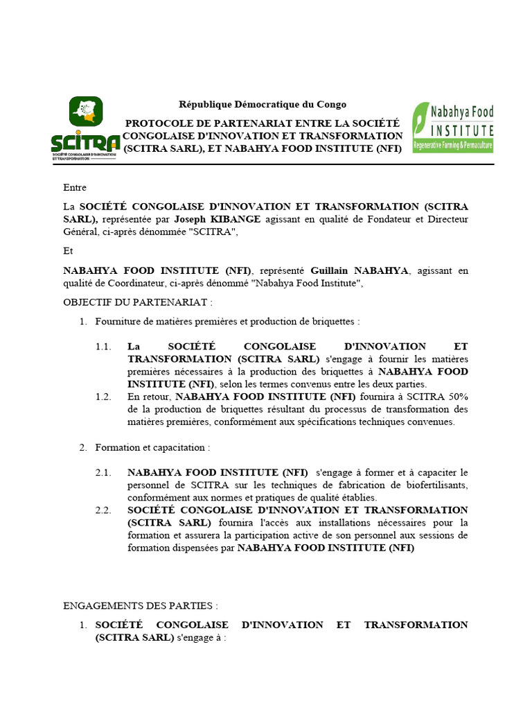 Clause de Partenariat Entre Scitra Sarl Et Nfi | PDF
