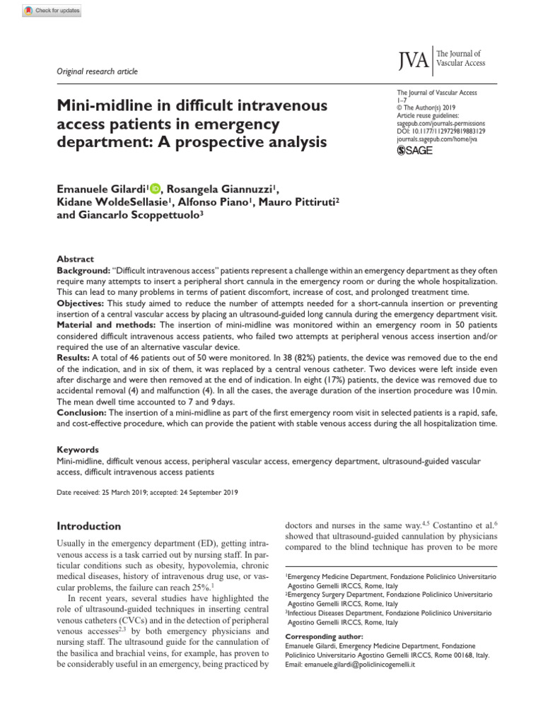 Mini-Midline Access in Difficult IV Cases | PDF | Intravenous Therapy ...