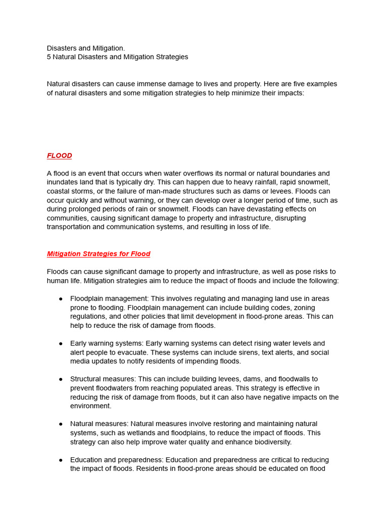 Natural Disasters and Mitigation Strategies | PDF | Wildfire | Tropical ...