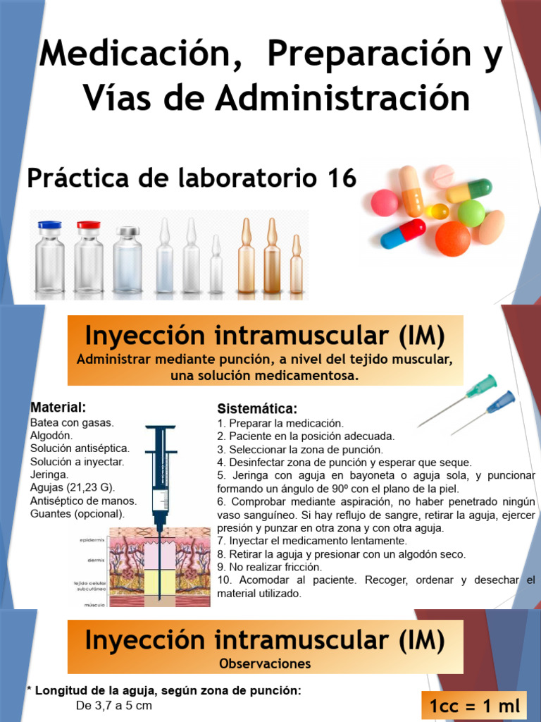 PL 16 Administración Intramuscular, SC e Intradérmica | PDF | Inyección ...