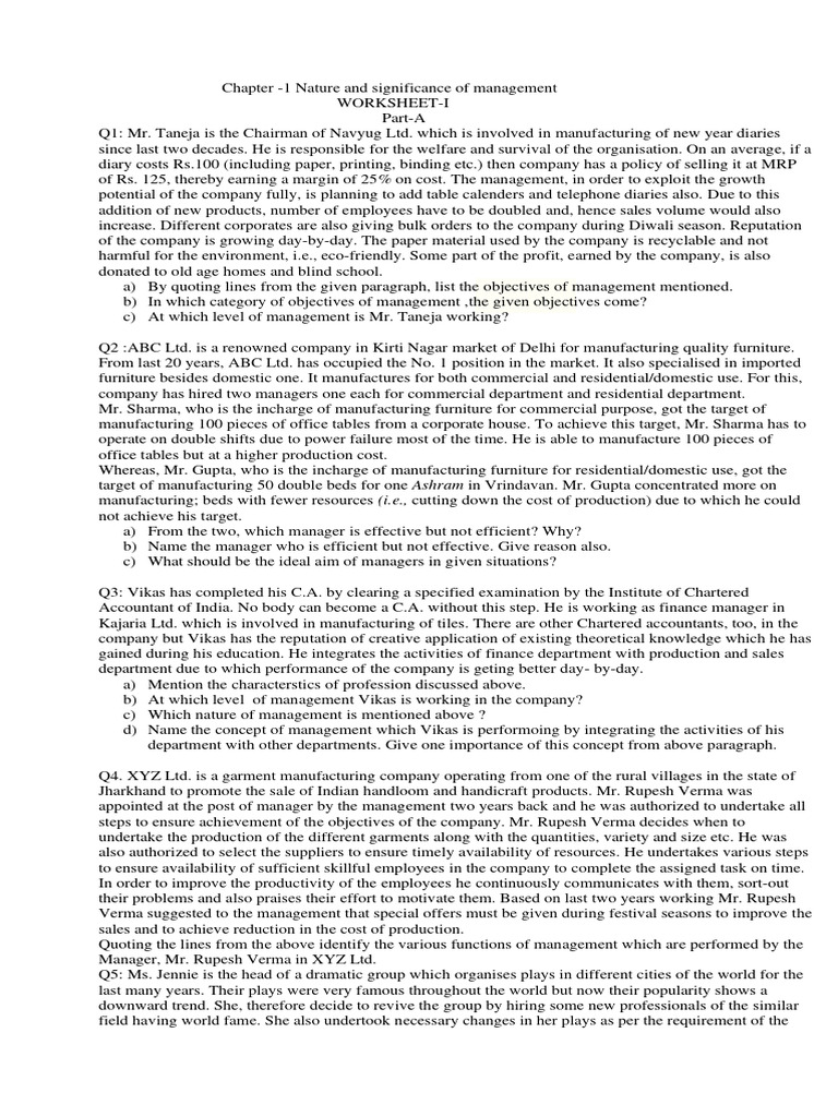 Class XII BST ch1 Worksheet (CASE STUDIES) | PDF | Marketing | Procter & Gamble