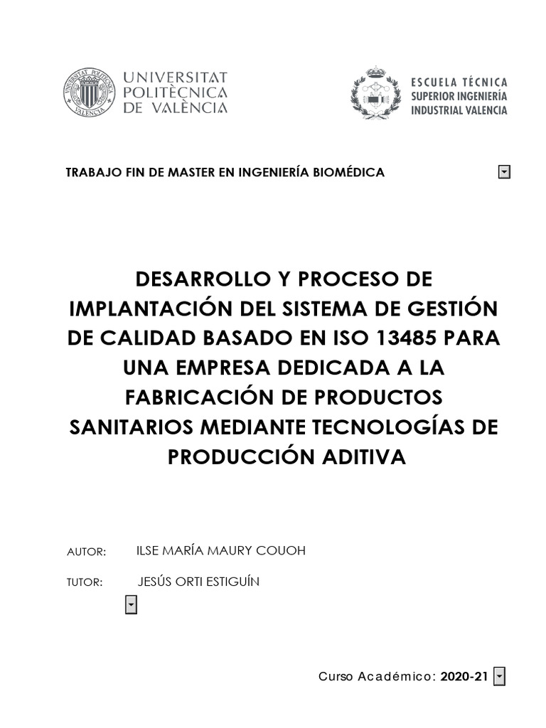 Desarrollo y Proceso de Implantacion Del Sistema de Gestion de Calidad Basado en Iso 1348 ...