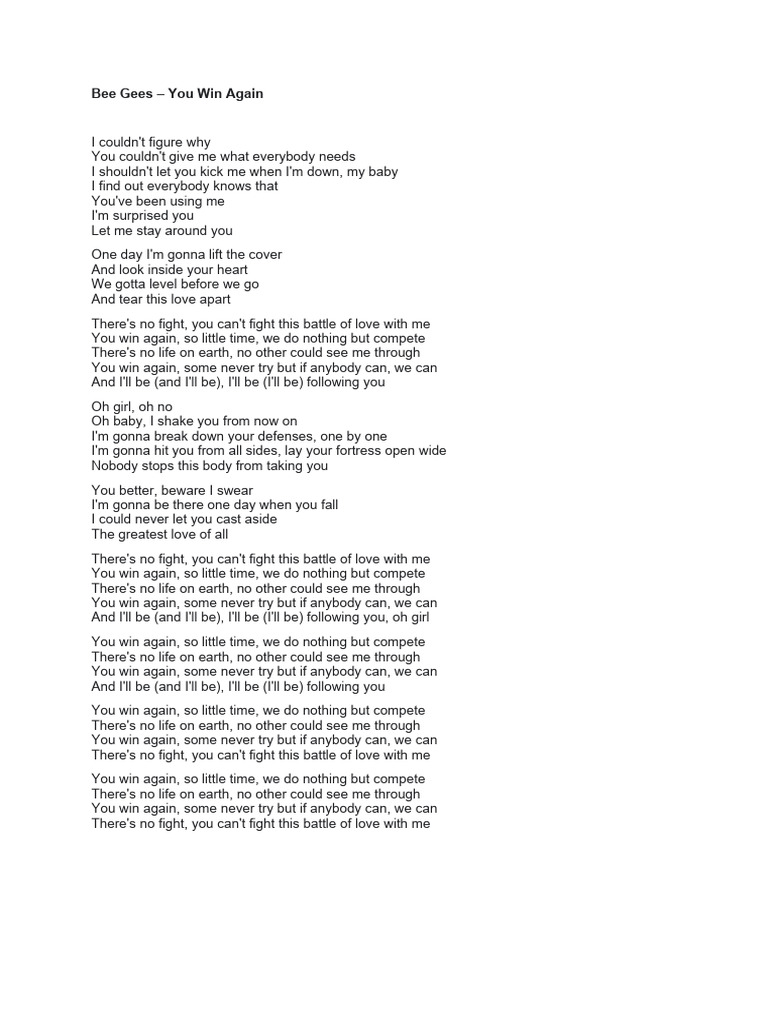 Bee Gees - You Win Again | PDF