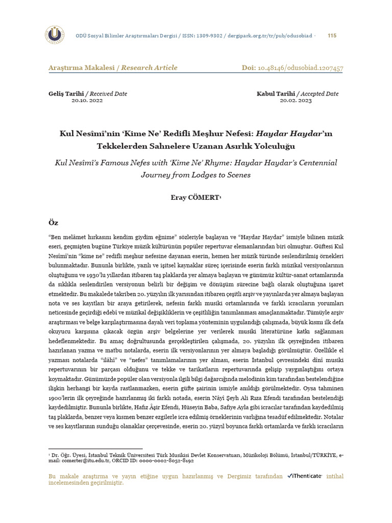 Kul Nesîmî'Nin Kime Ne' Redifli Meşhur Nefesi Haydar Haydar'in Tekkelerden Sahnelere Uzanan ...