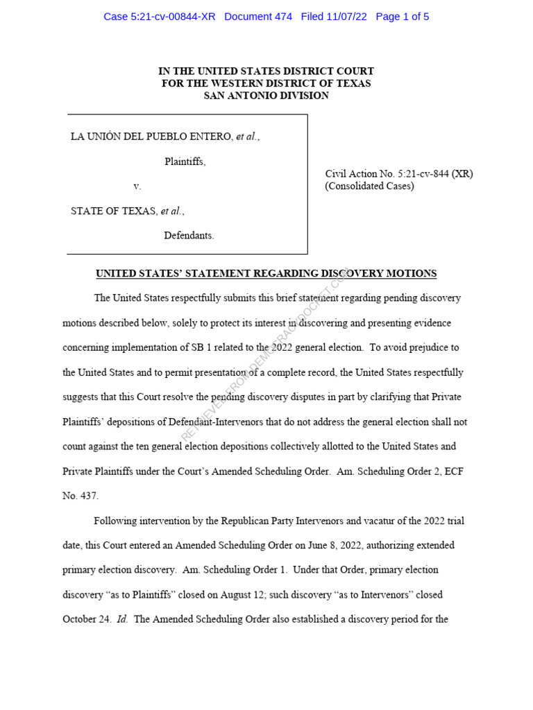 474 2022 11 07 Response DCKT 474 - 036 | PDF | Discovery (Law ...