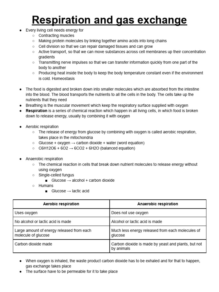 Respiration and Gas Exchange | PDF | Respiratory System | Cellular ...