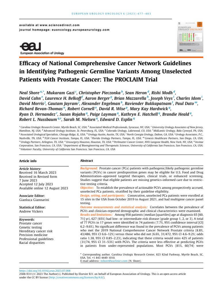 Efficacy of National Comprehensive Cancer Network | PDF | Gene Therapy ...