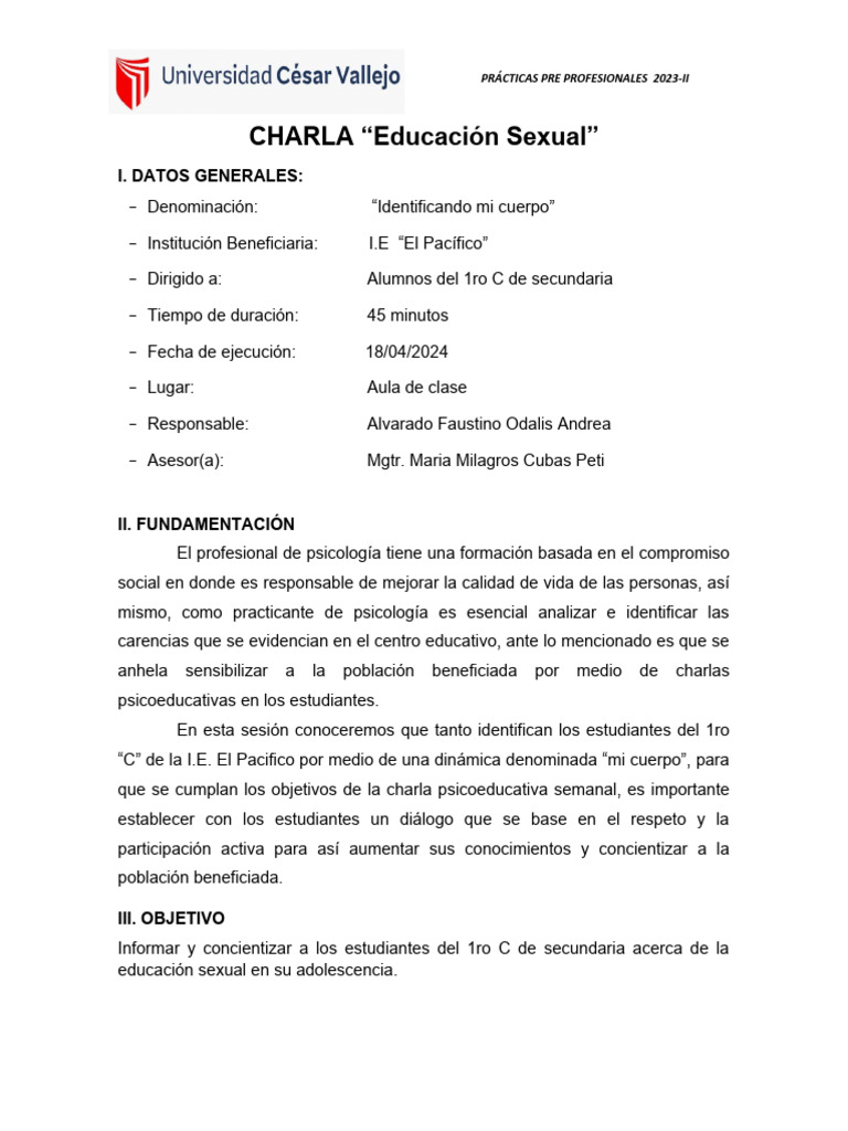 Charla sobre Educación Sexual en Secundaria | PDF | Pubertad | Educación sexual