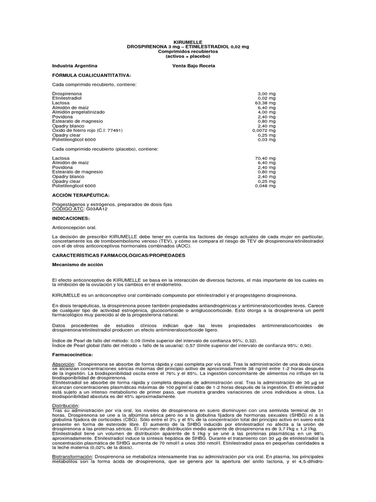 Anticonceptivos Kirumelle: Información y Uso | PDF | Carrera | Control ...
