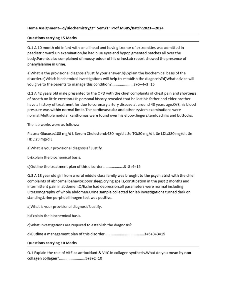 Home Assignment | PDF | Clinical Medicine | Diseases And Disorders