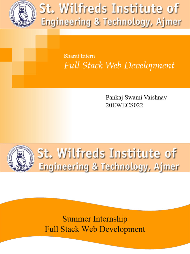 Full Stack Web Development: Pankaj Swami Vaishnav 20EWECS022 | PDF | Web Development | Computing
