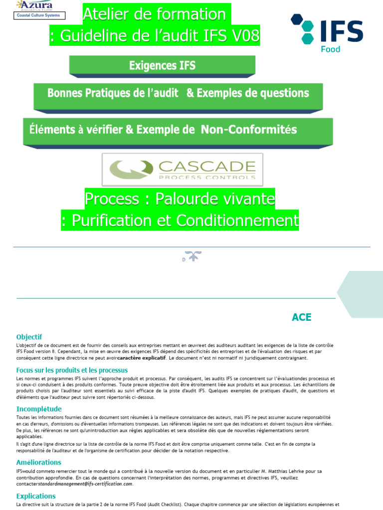 IFS Food v8 Audit Checklist Guideline CCS | PDF | Audit | Sécurité