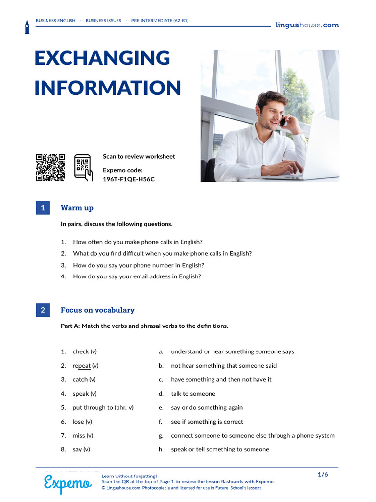 Exchanging Information British English Teacher | Download Free PDF | English Language | Vocabulary