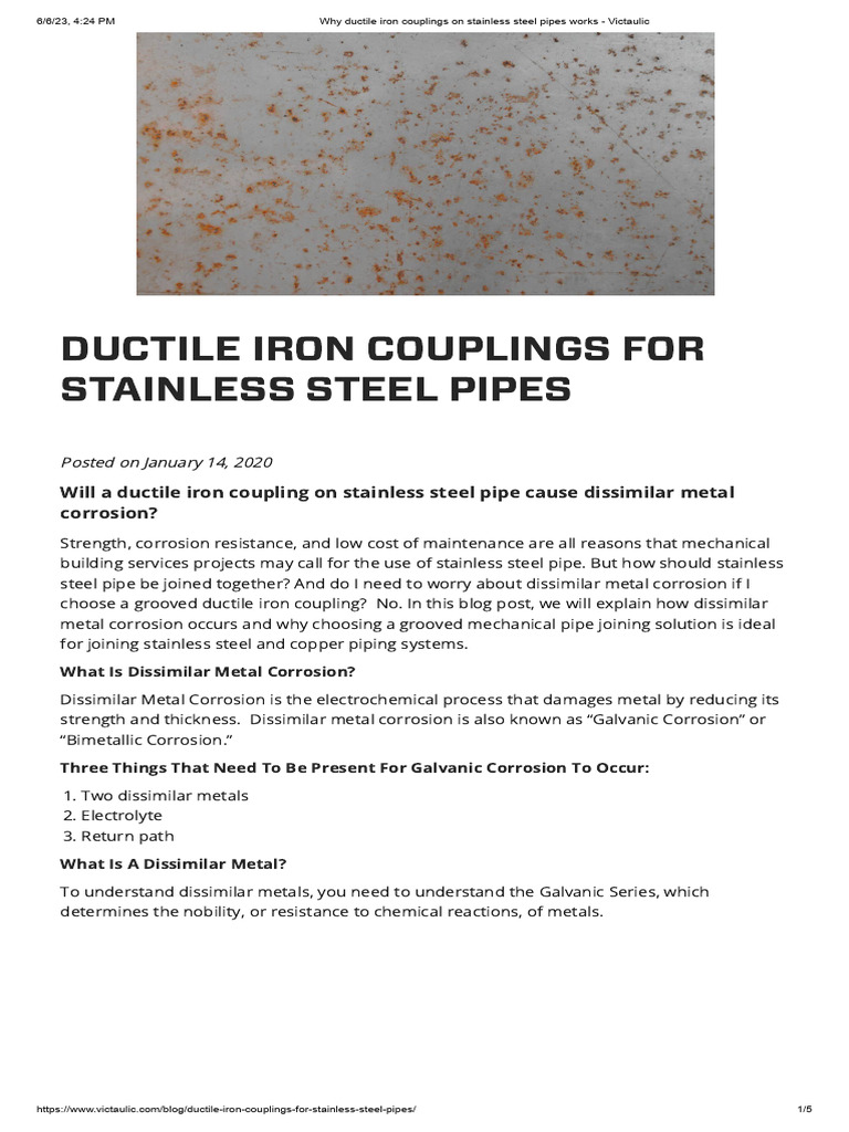 Why Ductile Iron Couplings On Stainless Steel Pipes Works - Victaulic ...
