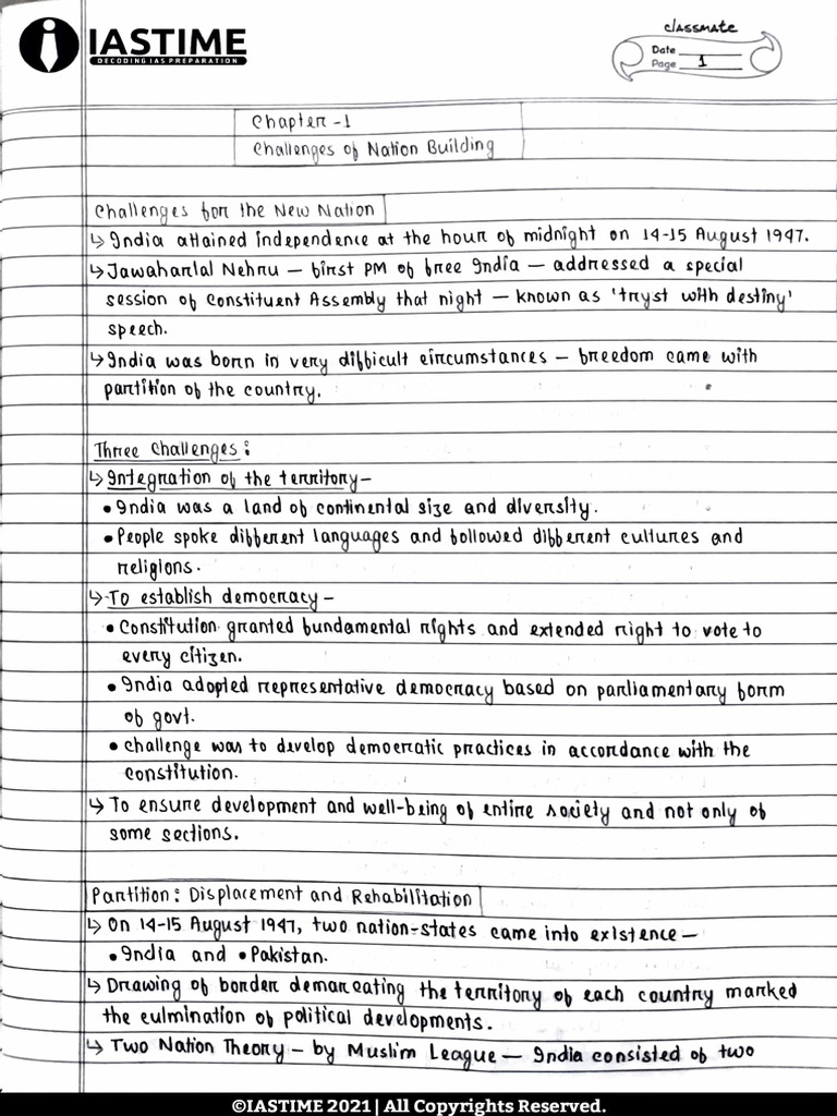 NCERT Political Science Class 12 (Part-1) Summary by ©IASTIME | PDF