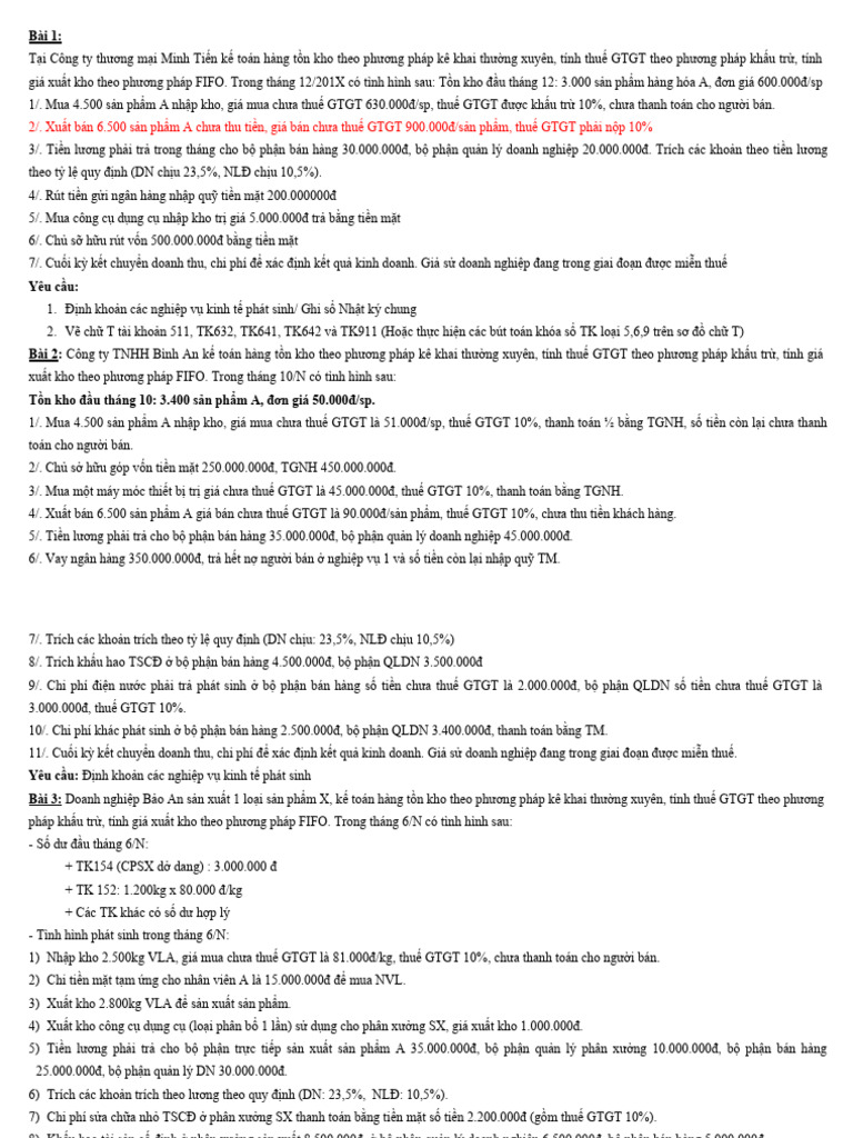 BT Ôn Thi CK Môn NLKT | PDF