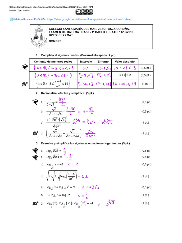 2016-2017 MAT1 Controles Solucionario | Descargar gratis PDF | Álgebra abstracta | Funciones y ...