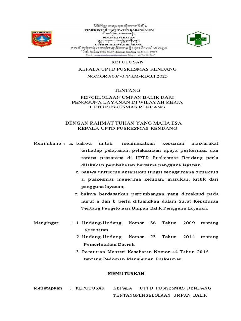 Pengelolaan Umpan Balik Dari Pengguna Layanan | PDF | Pengelolaan ...