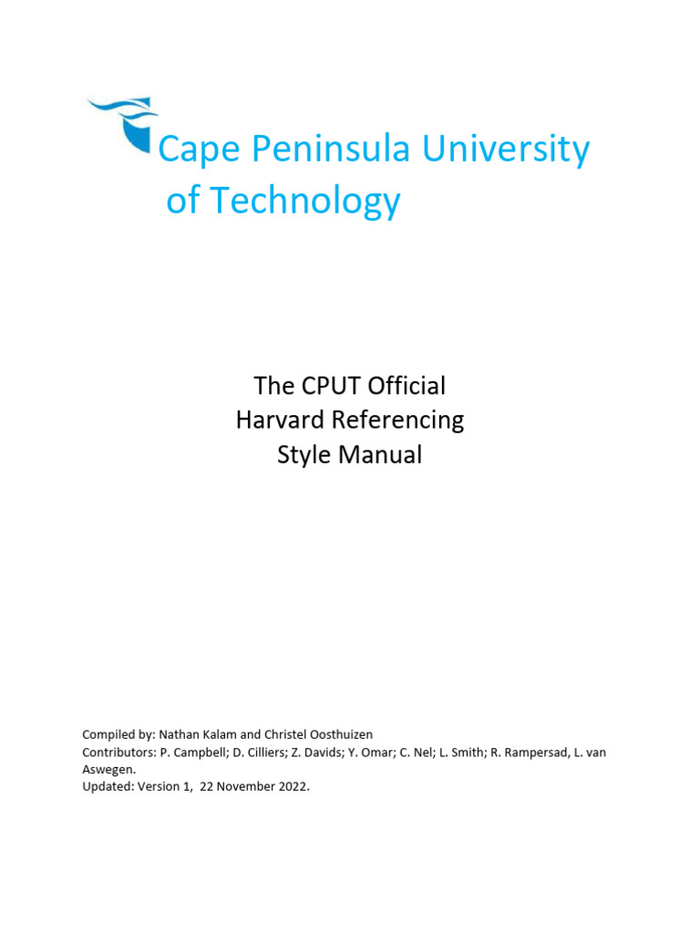 CPUT-Official-Harvard-Manual-2022 | PDF | Books | Citation