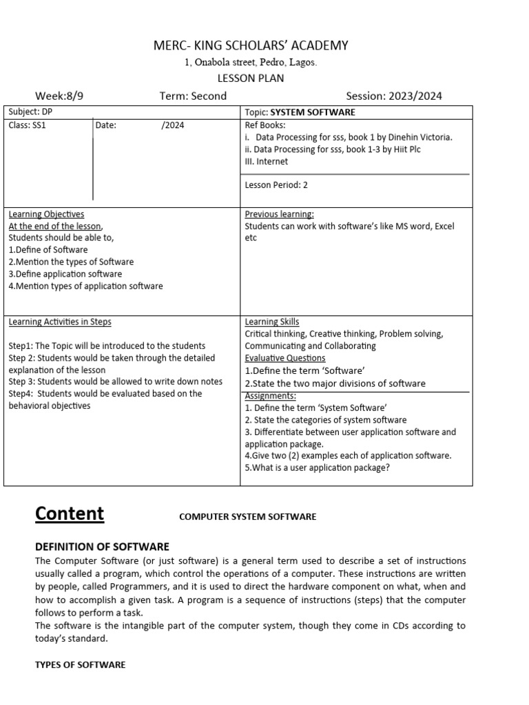 DP SS1 WK8 9 System Software | PDF | Software | Application Software