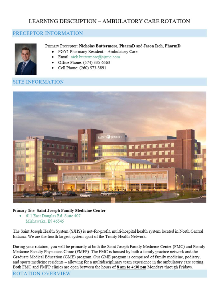 Ambulatory Care Rotation Guide | PDF | Pharmacy | Medicine