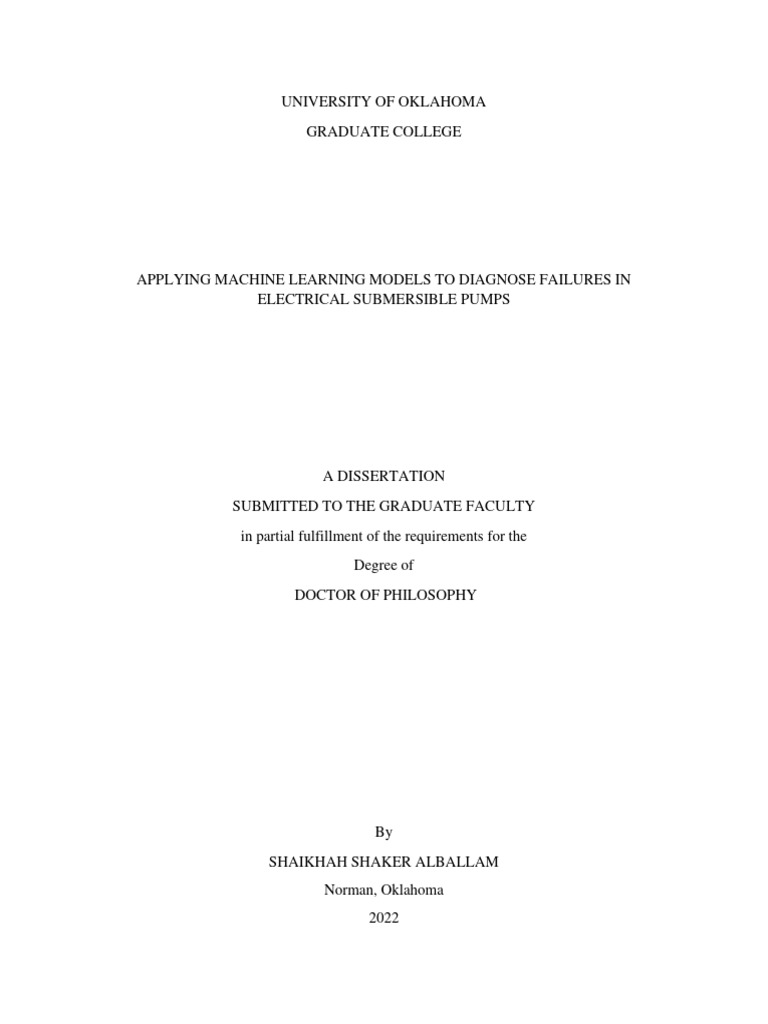2022 AlBallam Shaikhah Dissertation | Download Free PDF | Machine Learning | Pump