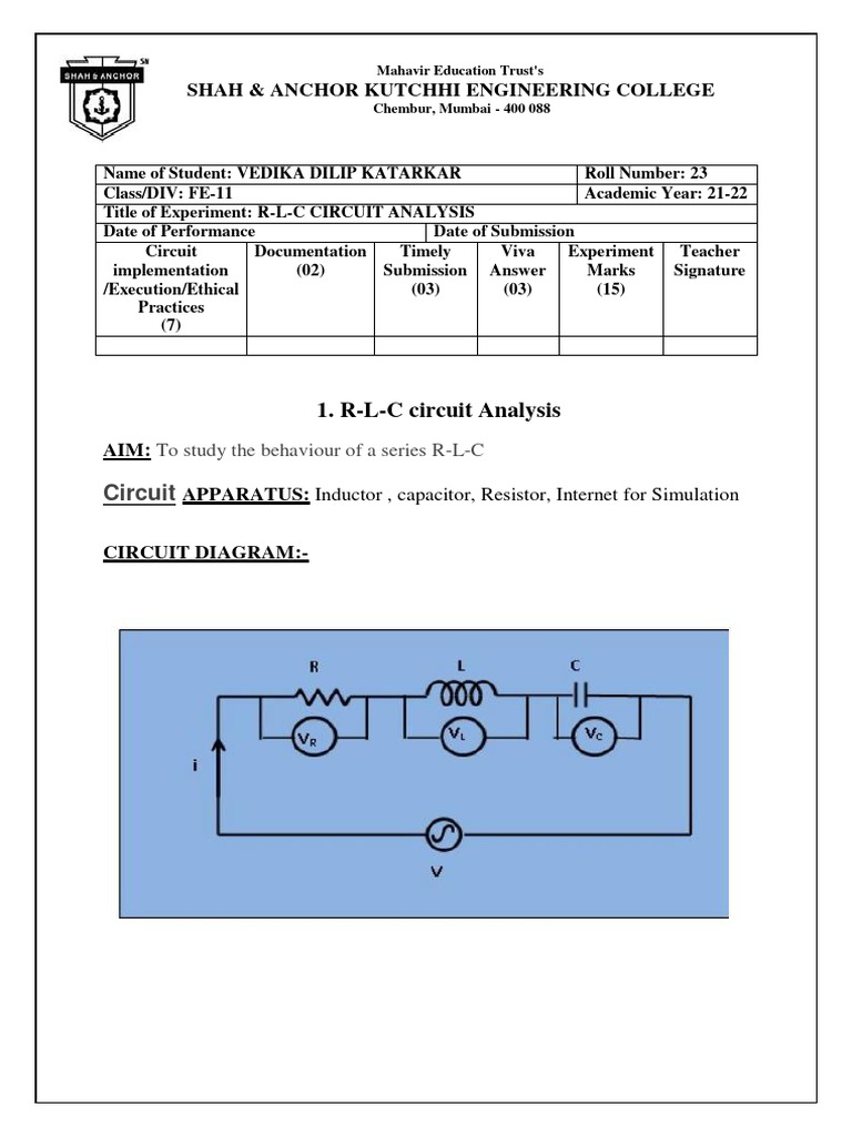 5-R-L-C Circuit Analysis PDF | PDF | Electrical Network | Resonance