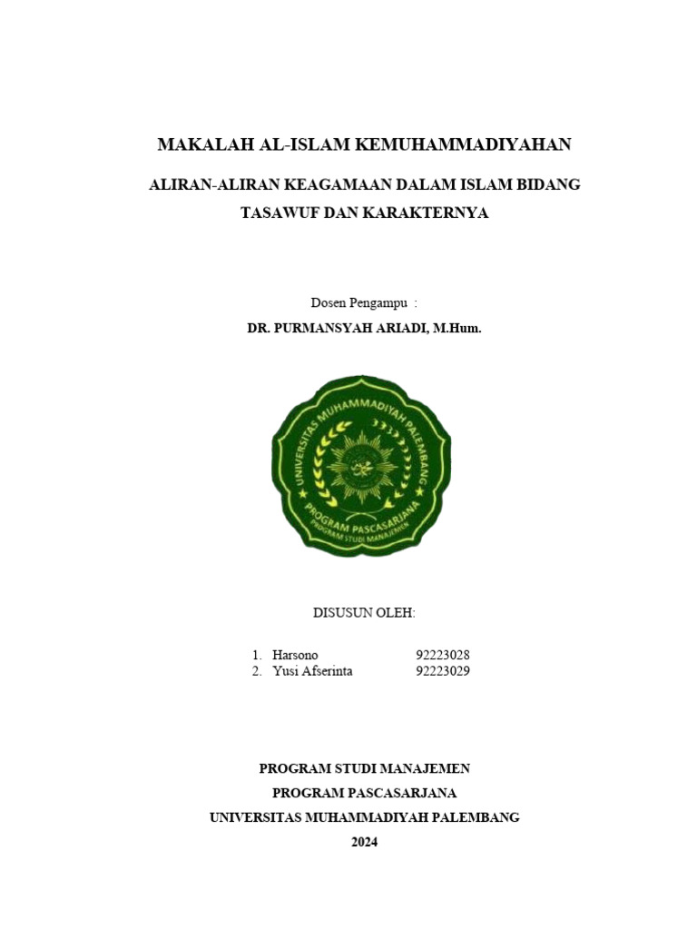 Makalah AIK Kel.5 (Aliran-Aliran Keagamaan Dalam Islam Bidang Tasauf Dan Karakternya) | PDF