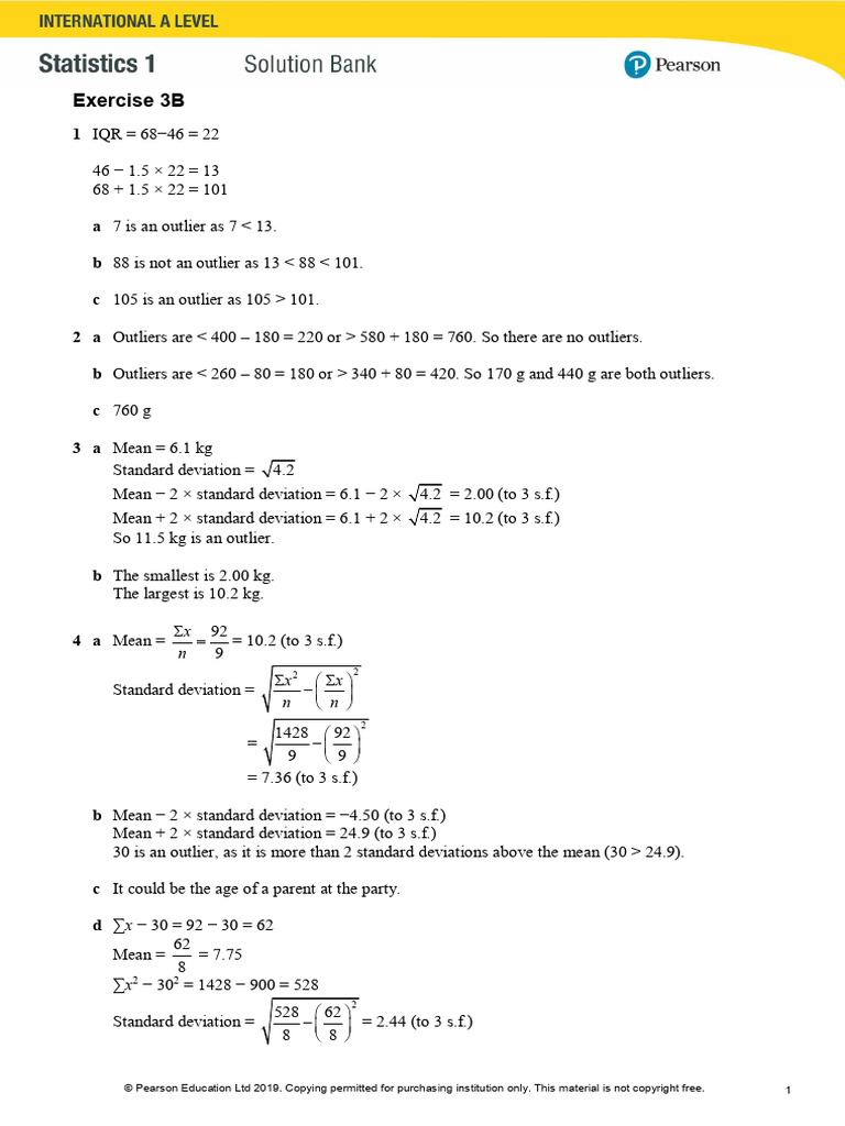S1 Exercise 3B | PDF