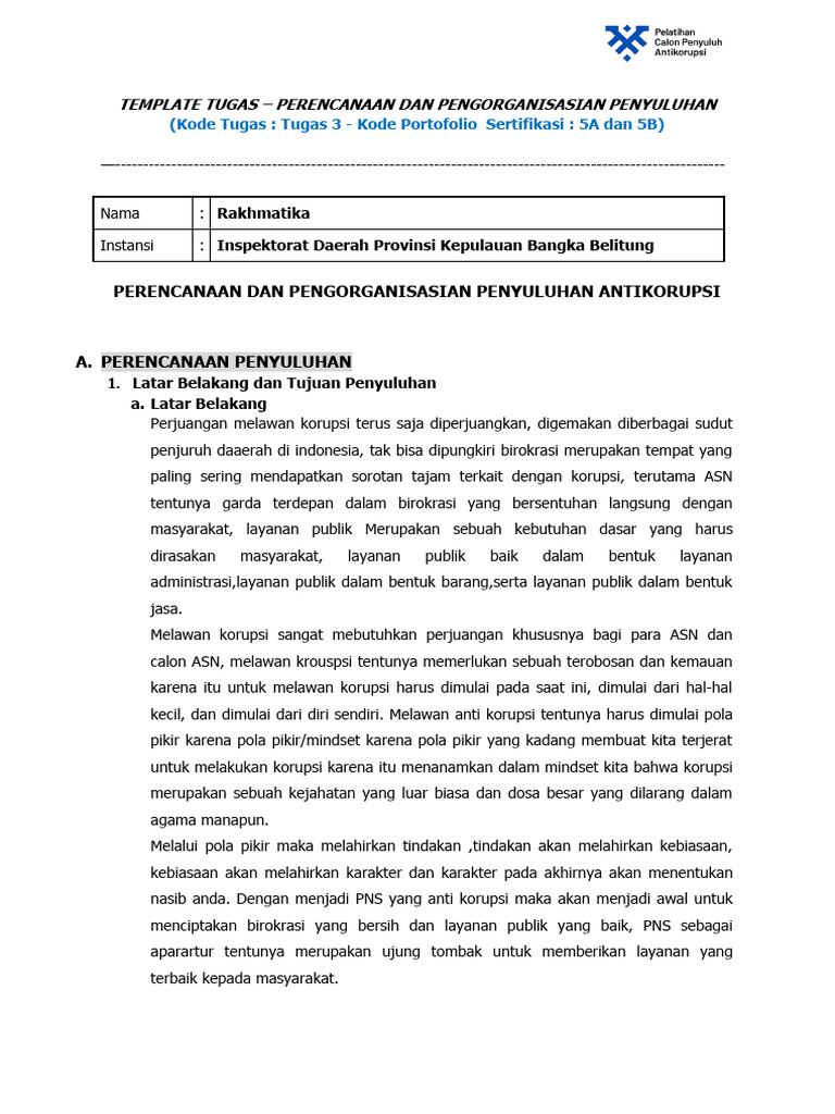 T3. Template Tugas Perencanaan Dan Pengorganisasian Penyuluhan | PDF