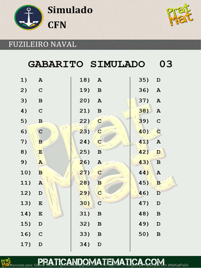 Gabarito Simulado CFN 03 | PDF