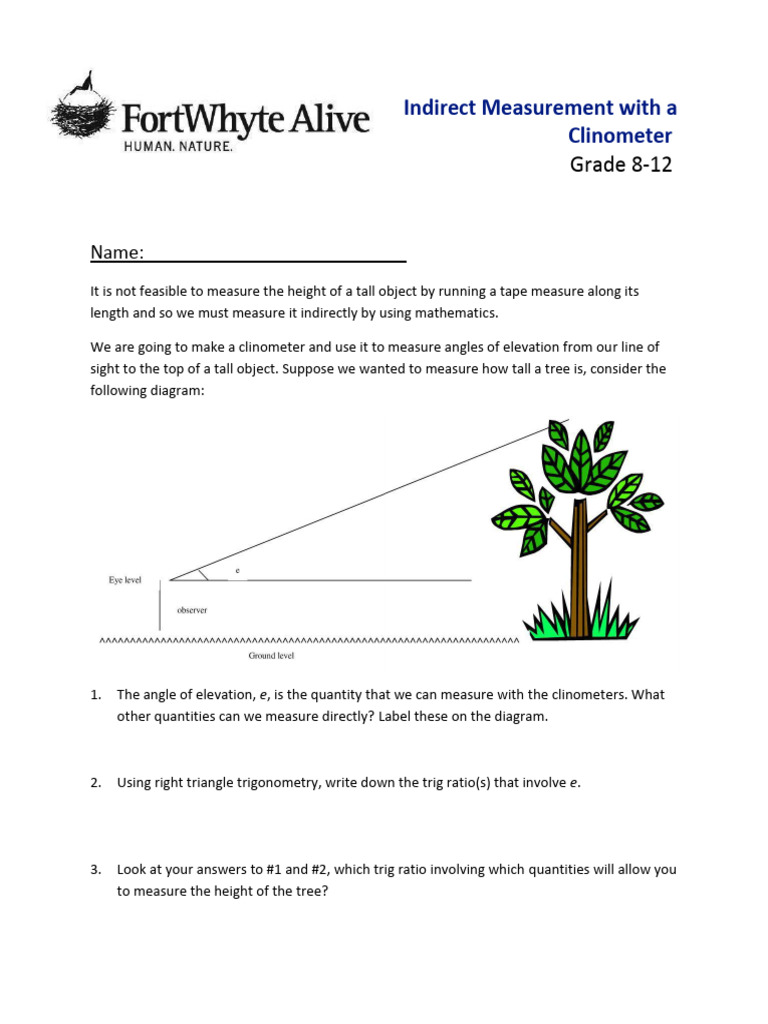 Indirect Measurement With A Clinometer | PDF | Trigonometry | Mathematics