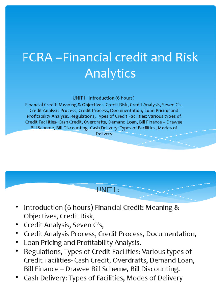 Fcra Unit-1 | PDF | Finance & Money Management | Credit