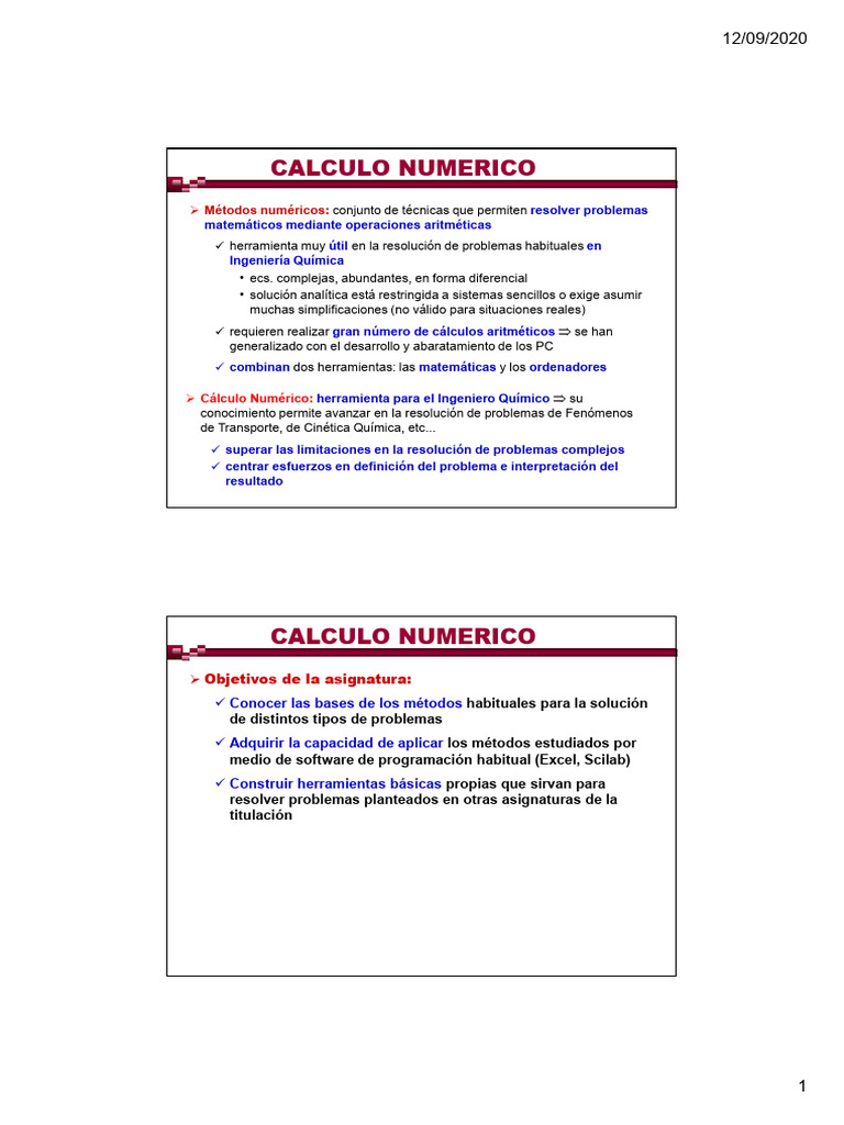 Diapositivas Tea 1 | PDF | Ecuaciones | Análisis numérico