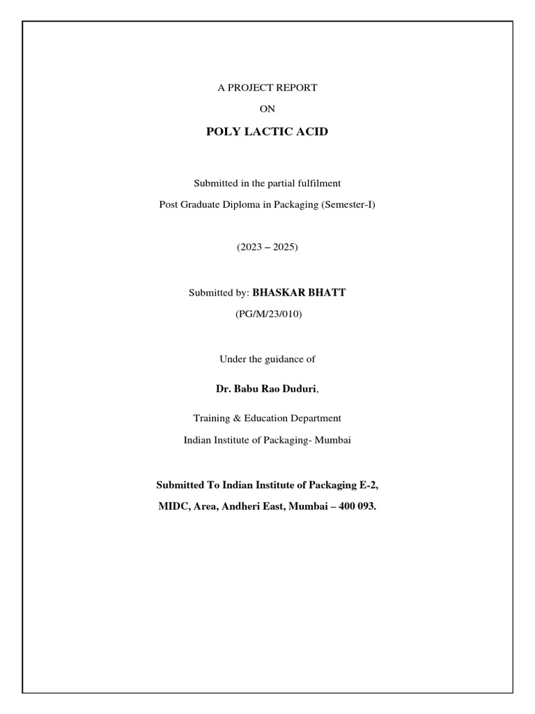 PLA PROJECT | PDF | Polymers | Copolymer