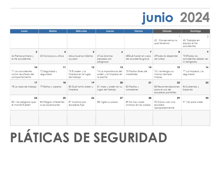 Pláticas de Seguridad Junio 2024 | PDF