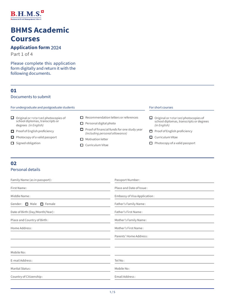 BHMS Application Form 2024 | PDF | Academic Degree | Passport