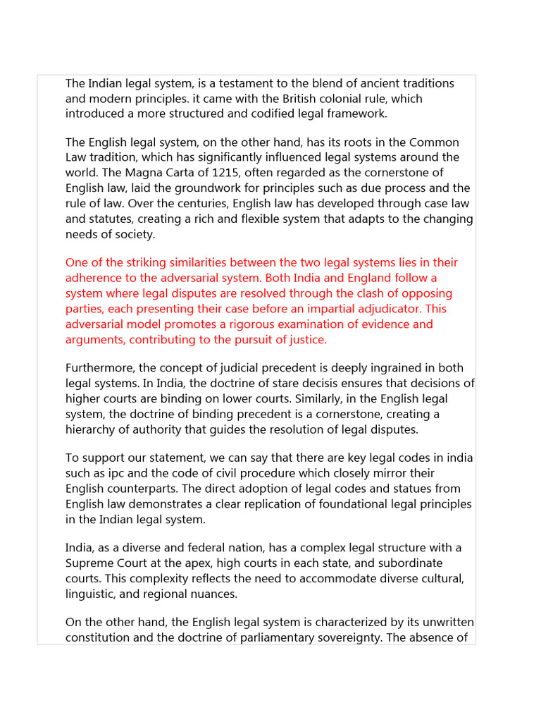 The Indian legal system | PDF | Precedent | English Law