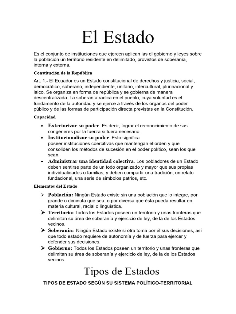 Definición y Tipos de Estado | PDF | Estado (política) | Democracia